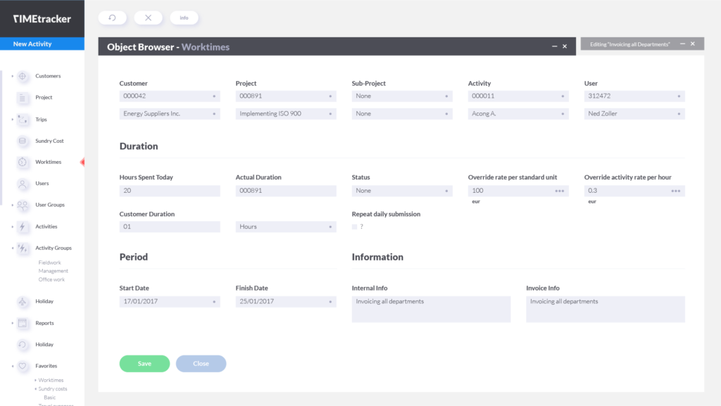 Time Tracking Web App - SBP