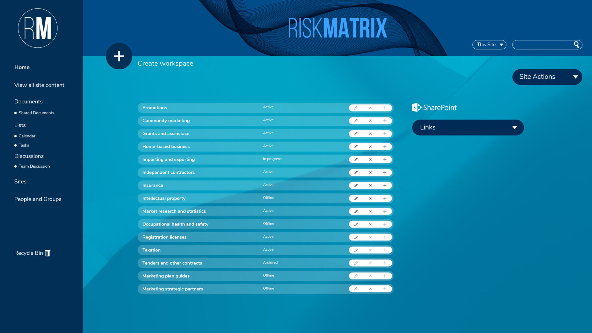Sharepoint Risk Matrix App - SBP